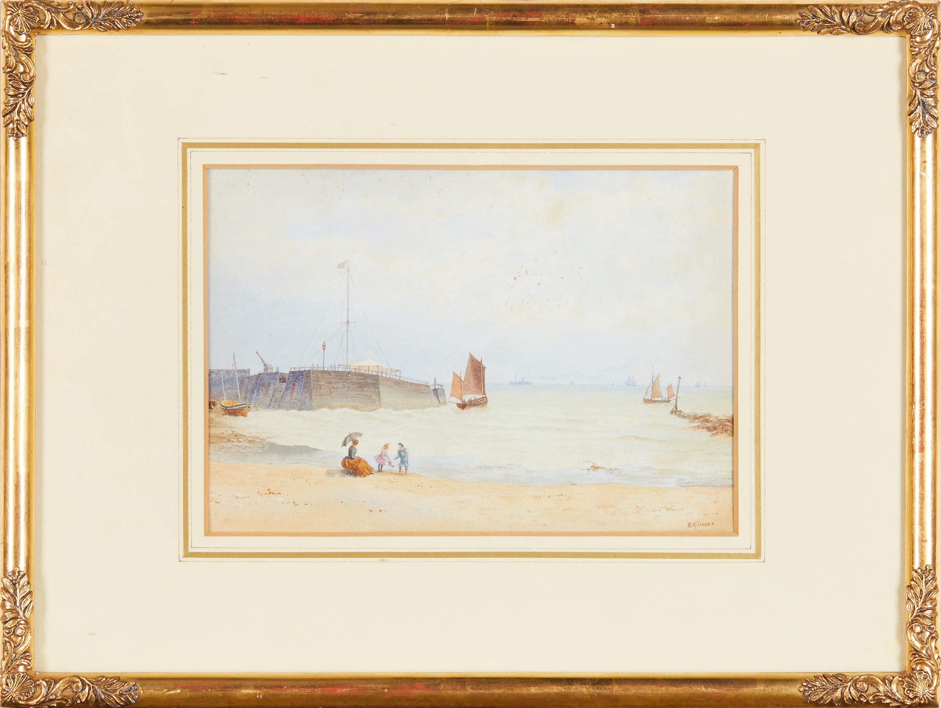 E. Furley | Strandszene mit Blick aufs Meer | MutualArt