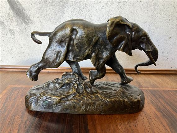 Alfred Barye | Alfred Louis Barye Elephant with medal patina | MutualArt