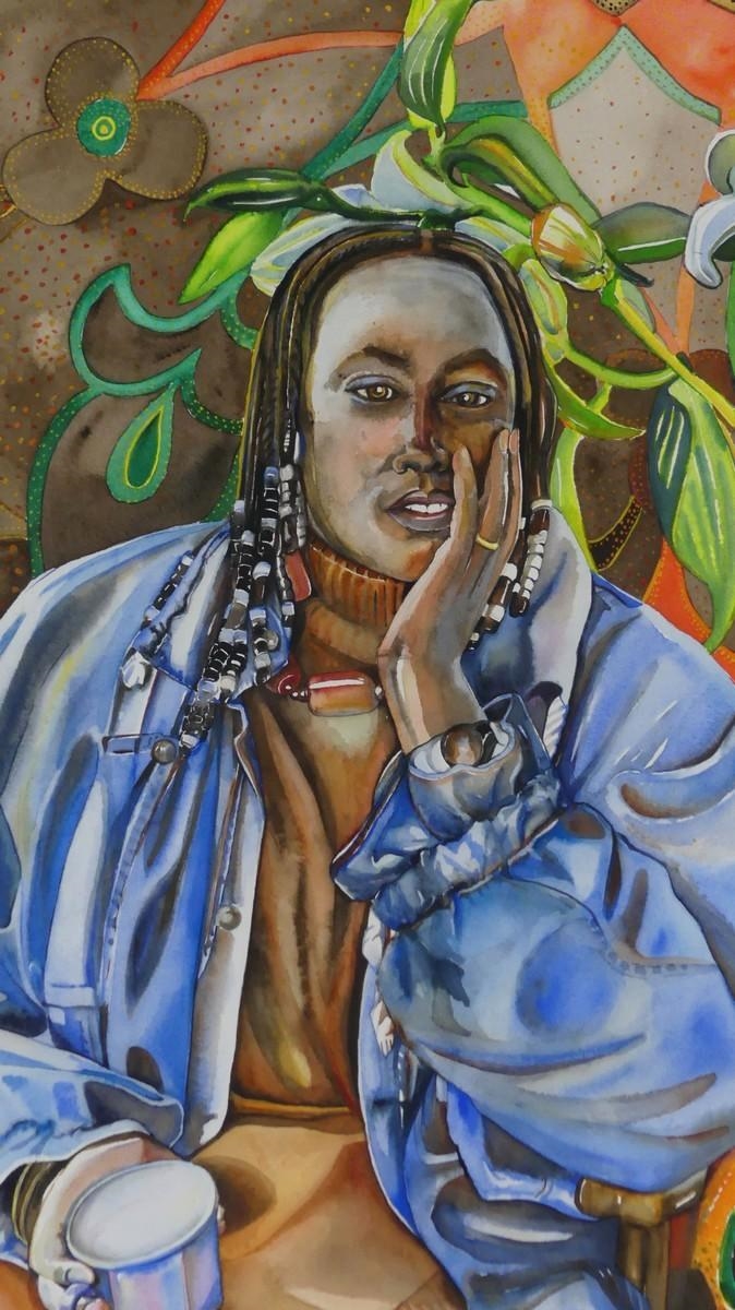 Jean Spence | A large scale watercolour on paper depicting a woman ...