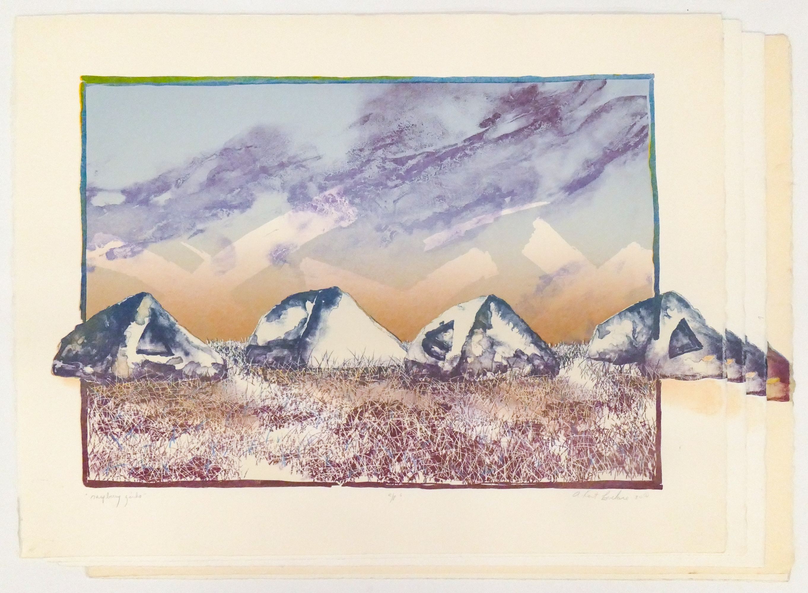 Kent Lovelace | 6pc Kent Lovelace ''Raspberry Ginko'' Lithographs ...