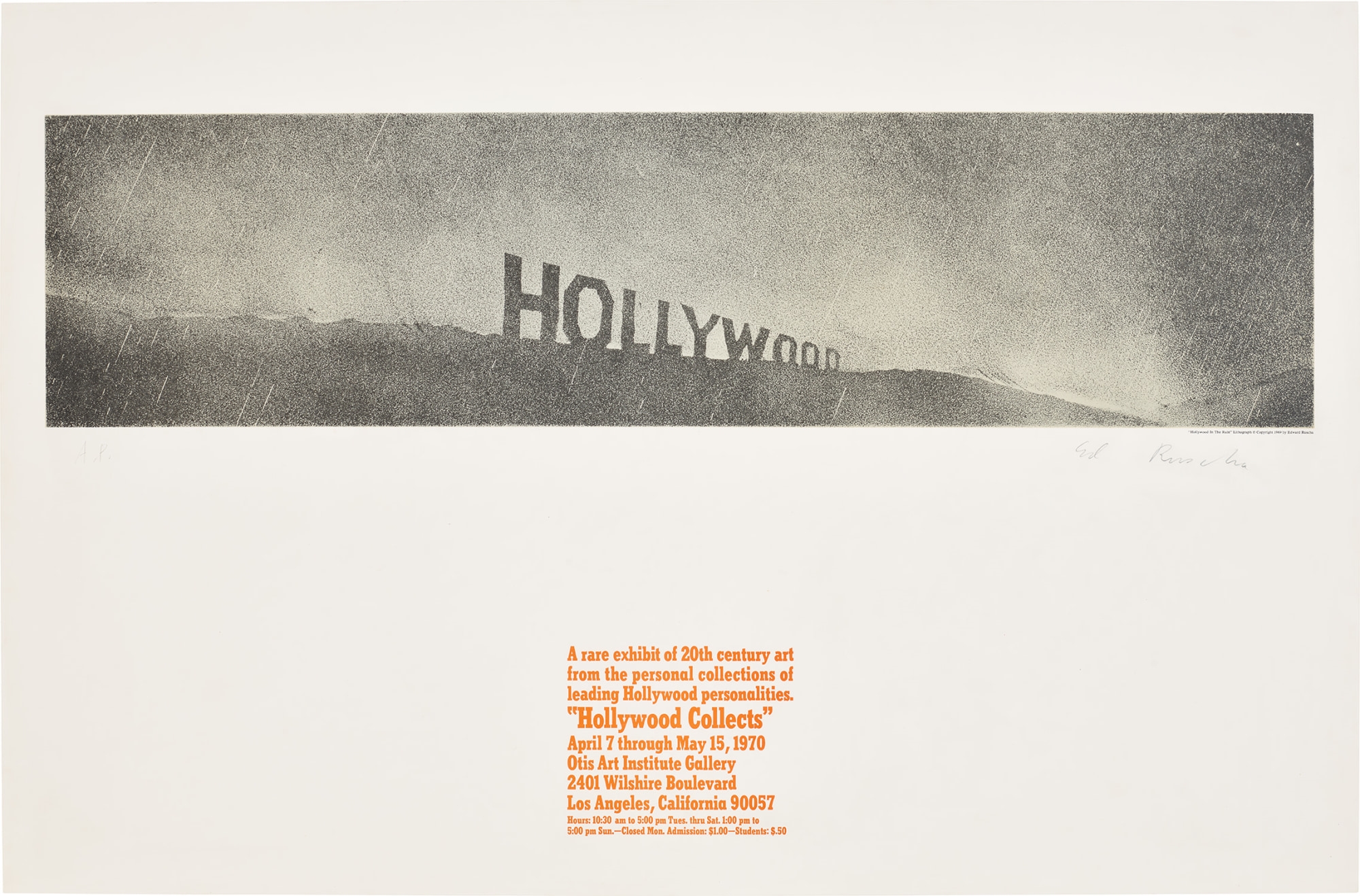 Ed Ruscha | Hollywood in the Rain, from Hollywood Collects (1970 ...