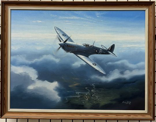 Chris Golds | Chris Gold Spitfire in flight Oil on canvas Signed and ...