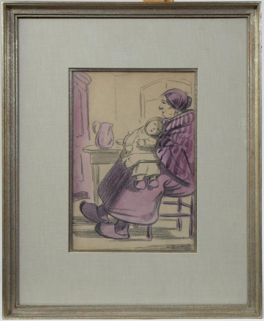 Alfred Ost | drawing mixed media Domestic scene | MutualArt