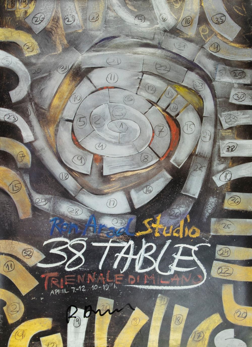 Ron Arad | Affiche Ron Arad studio 38 TABLES, gesigneerd | MutualArt