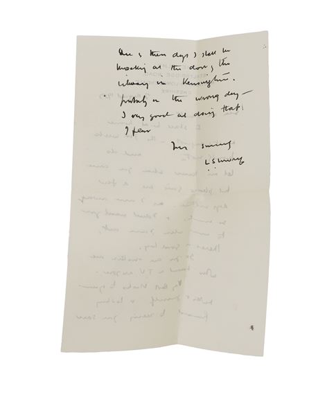 Laurence Stephen Lowry | A handwritten letter to Harold Smith Esq ...