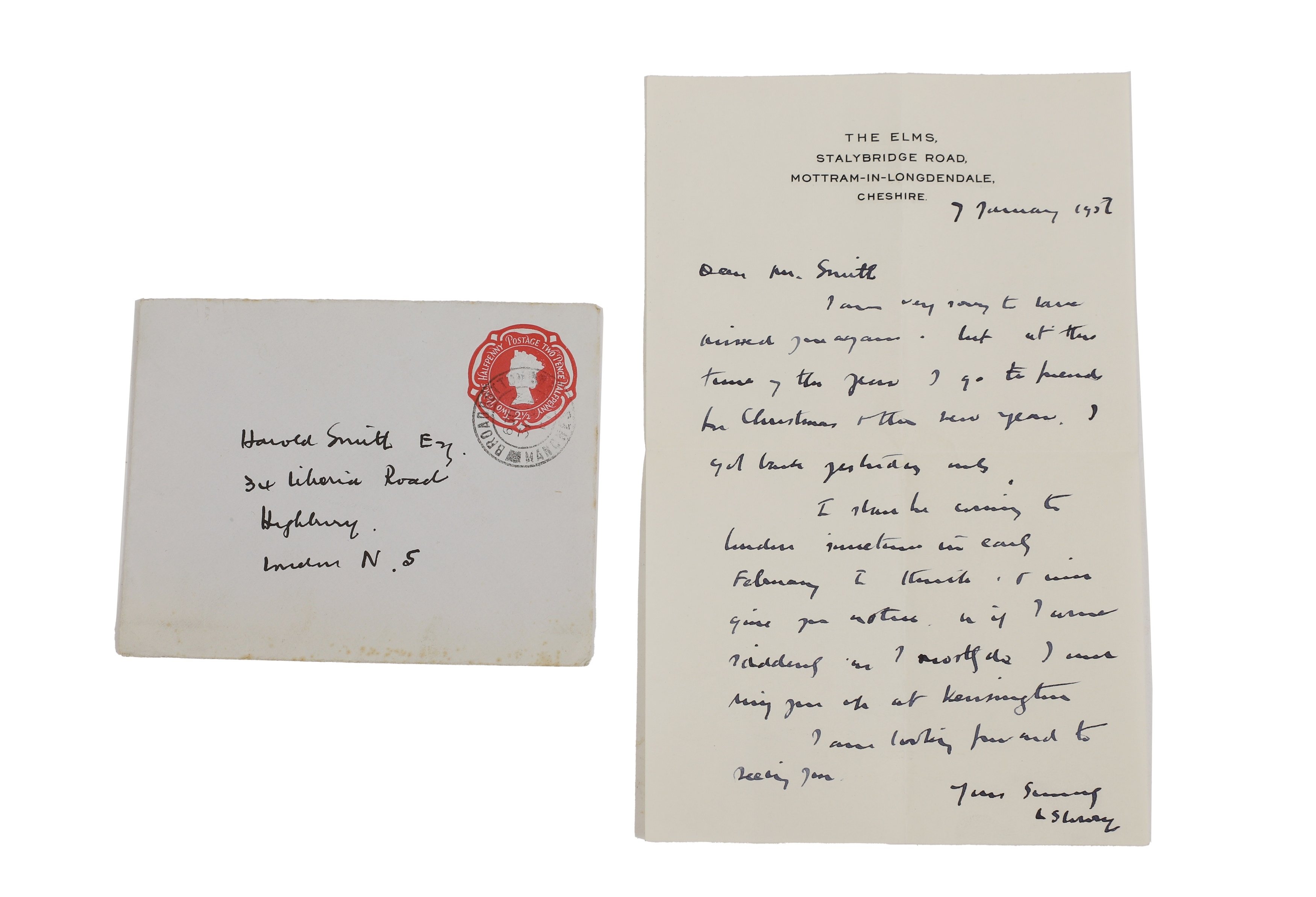 Laurence Stephen Lowry | A handwritten letter to Harold Smith Esq ...