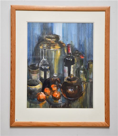 June Bevan | Brown Teapot and Wine Bottles | MutualArt