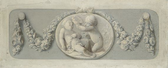 Piat-Joseph Sauvage | Sobrepuerta con amorcillos y guirnalda | MutualArt