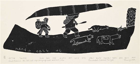 Alasua Amittu Davidialuk | Inuit Traverse the Lake with Dogs Carrying Meat and Tent Poles #20/40 ...