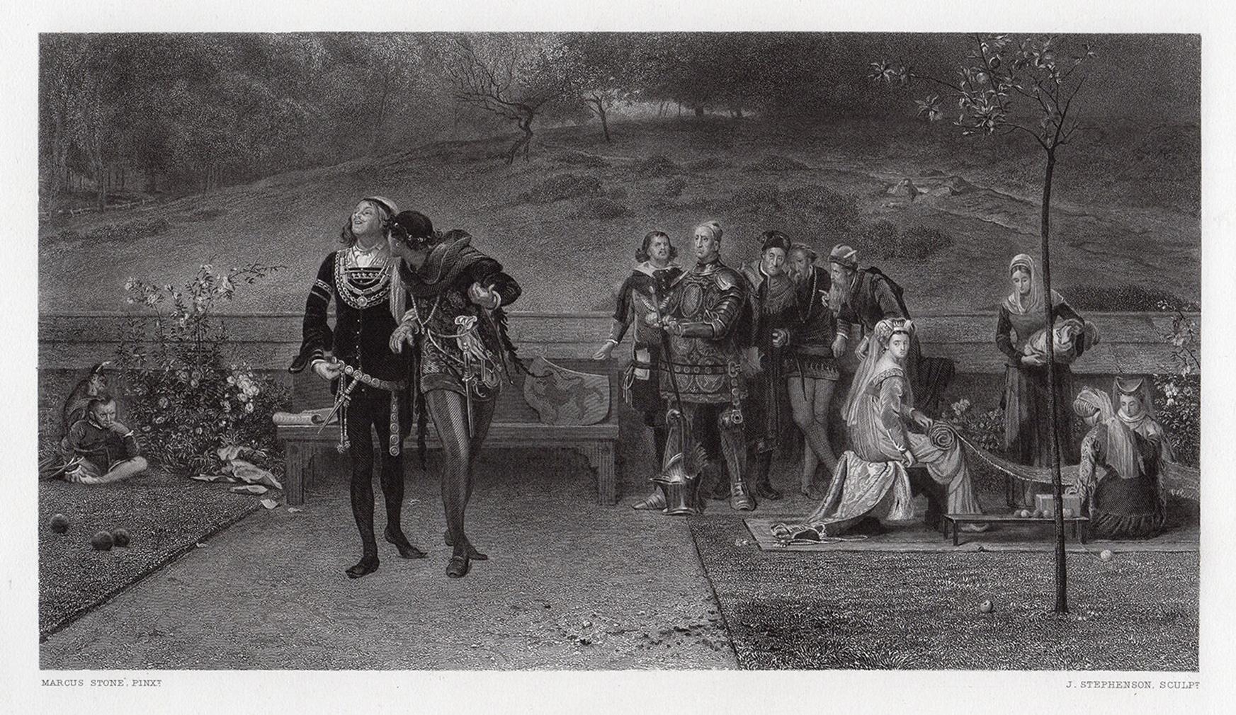 Marcus Stone | Edward II and Piers Gaveston (1875) | MutualArt