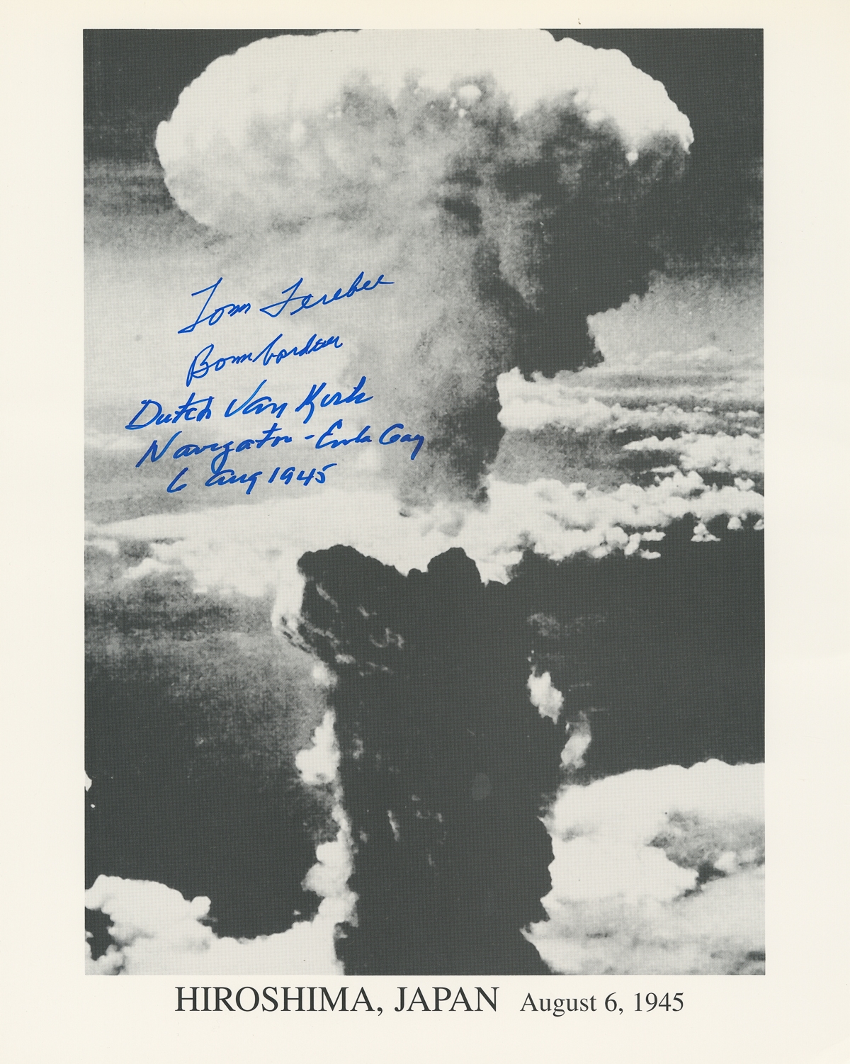 Enola Gay | Atomic bomb photograph signed by Thomas Ferebee and ...
