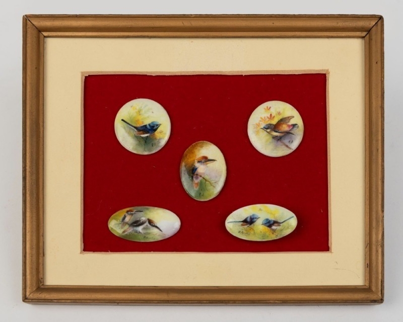 R. Austin | Five English miniature plaques hand-painted with Australian ...