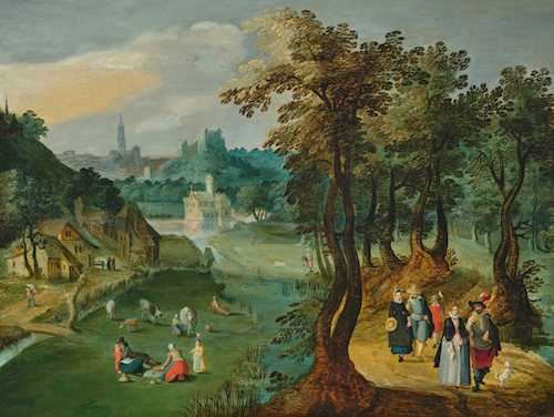 Michiel Claessens | Walker in a forest landscape near a village | MutualArt
