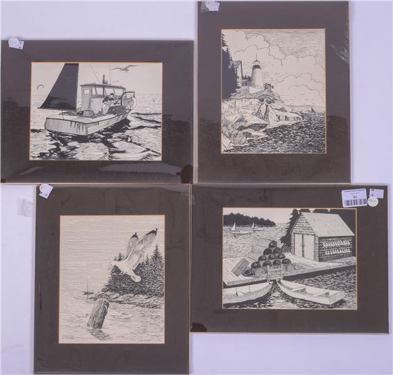 Christine Gilley | 4 Maine Woodblock Prints | MutualArt