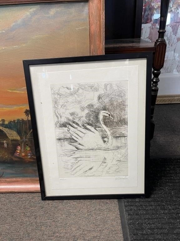 Rafal Olbinski | RAFAEL OLBINSKI SWAN ETCHING | MutualArt