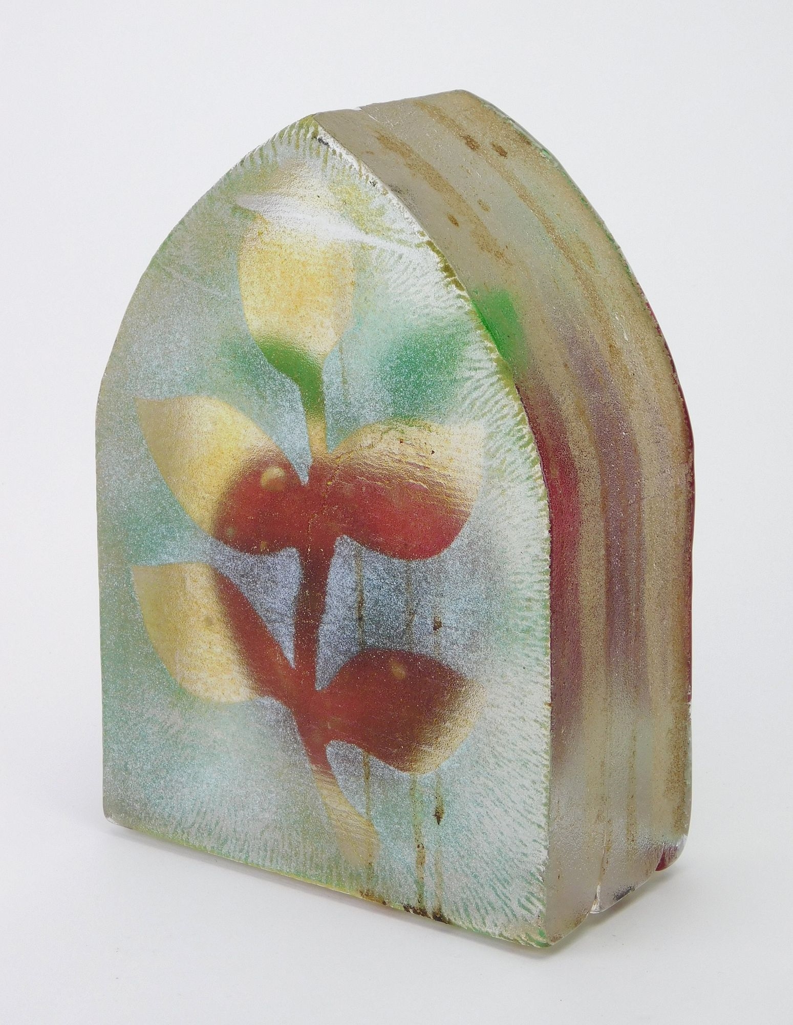 Stephanie Trenchard | glass in arch form with a large central apple and ...