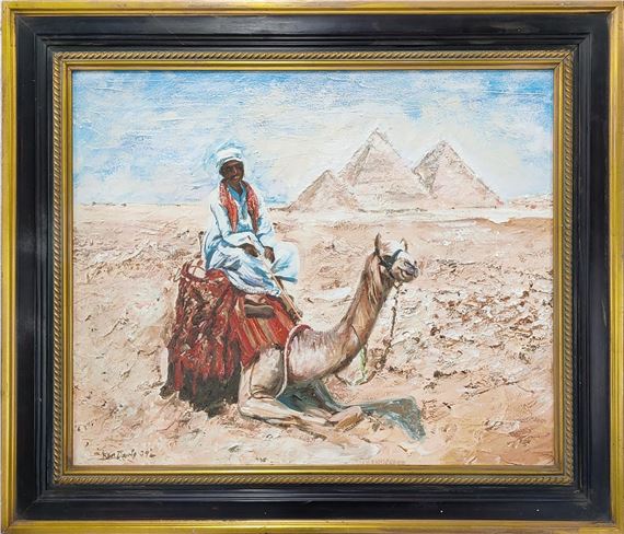 Ken Davis | Camel Driver and Pyramids | MutualArt