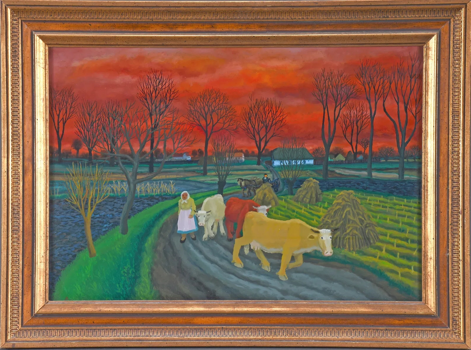 Franjo Mraz | Woman Walking Three Cows | MutualArt