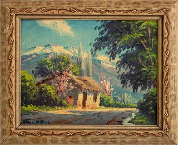 Alfredo Lobos | Alfredo Lobos Terracotta House Oil on Board | MutualArt