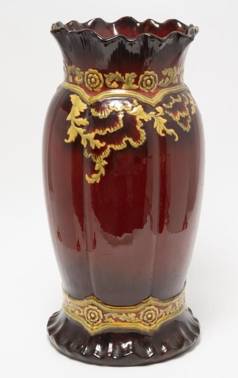 Royal Doulton | Ruby Ware English Pottery Umbrella Stand | MutualArt