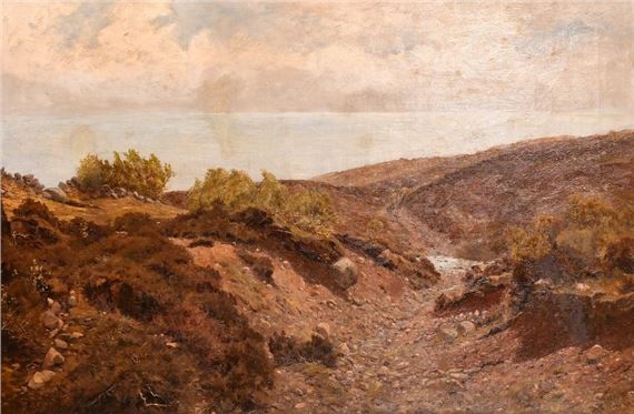 Herbert Moxon Cook | Sheep on a rocky coastal path with a sea view ...