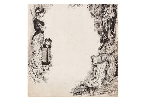 George Rochegrosse | A Japanese Interior with a Woman and Child: Design ...