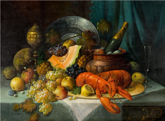 Rudolf Stoitzner | (Wien 1873-1933) Großes Stillleben mit Hummer ...