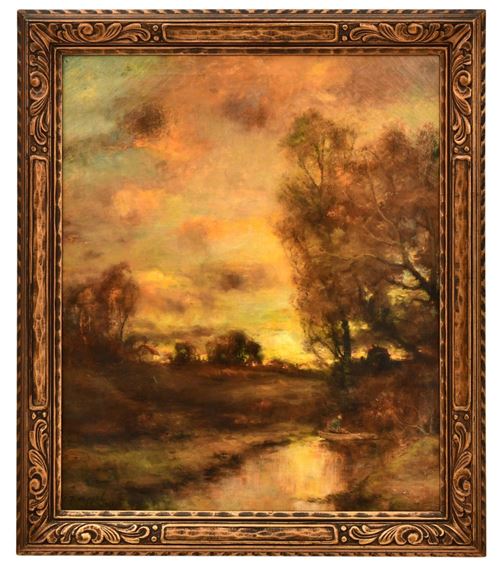 Charles P. Appel | Sunset Landscape with Man in Boat (1926) | MutualArt