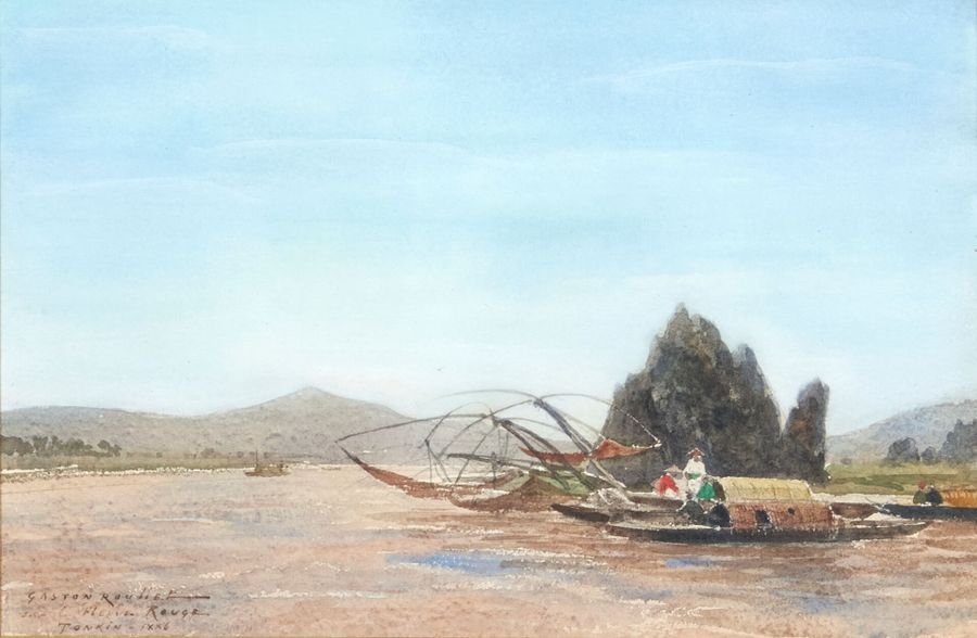 Gaston Marie Anatole Roullet | Sampans on the Red River (1886) | MutualArt
