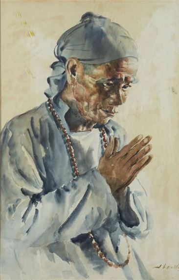 Alexandre Bailly | Portrait of a Chinese Man at Prayer (1894) | MutualArt