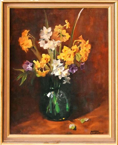 Alfred Coleman | A STILL LIFE OF NARCISSUS AND OTHER FLOWERS IN A GLASS ...