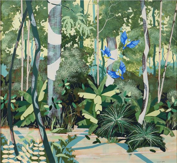 Russell Pick | Australian Rainforest with Parrots | MutualArt