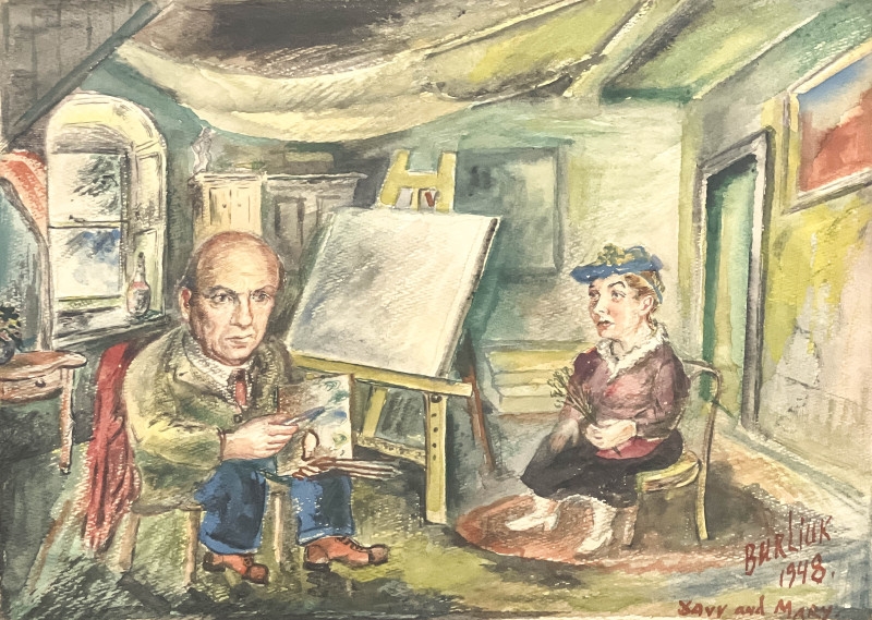 David Burliuk | Portrait of the Artist and Wife (1948) | MutualArt