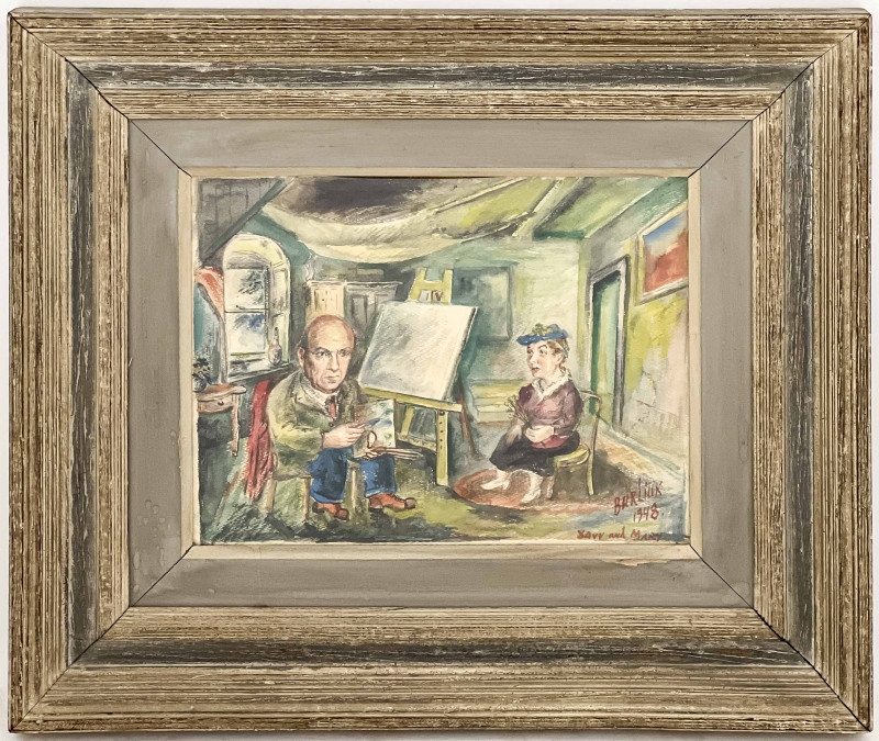 David Burliuk | Portrait of the Artist and Wife (1948) | MutualArt