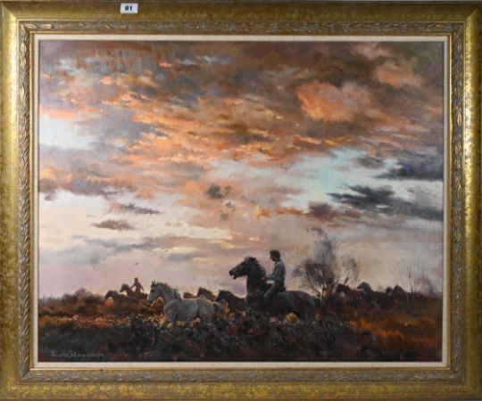 Rosemary Sarah Welch | Rosemary Sarah Welch (1946-) 'Pony Drift', oil ...