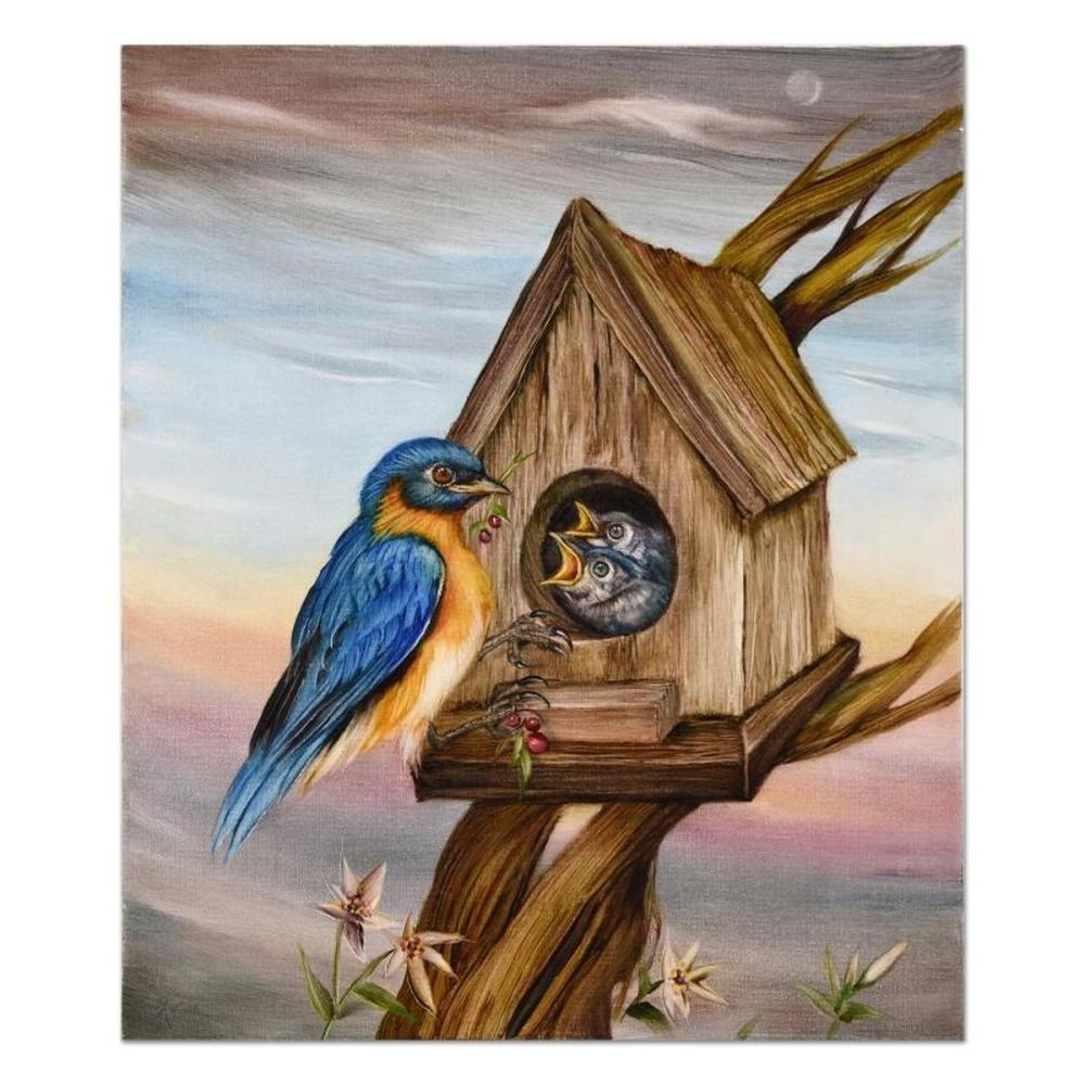 Martin Katon | Mama Bluebird Original Oil Painting on Canvas | MutualArt