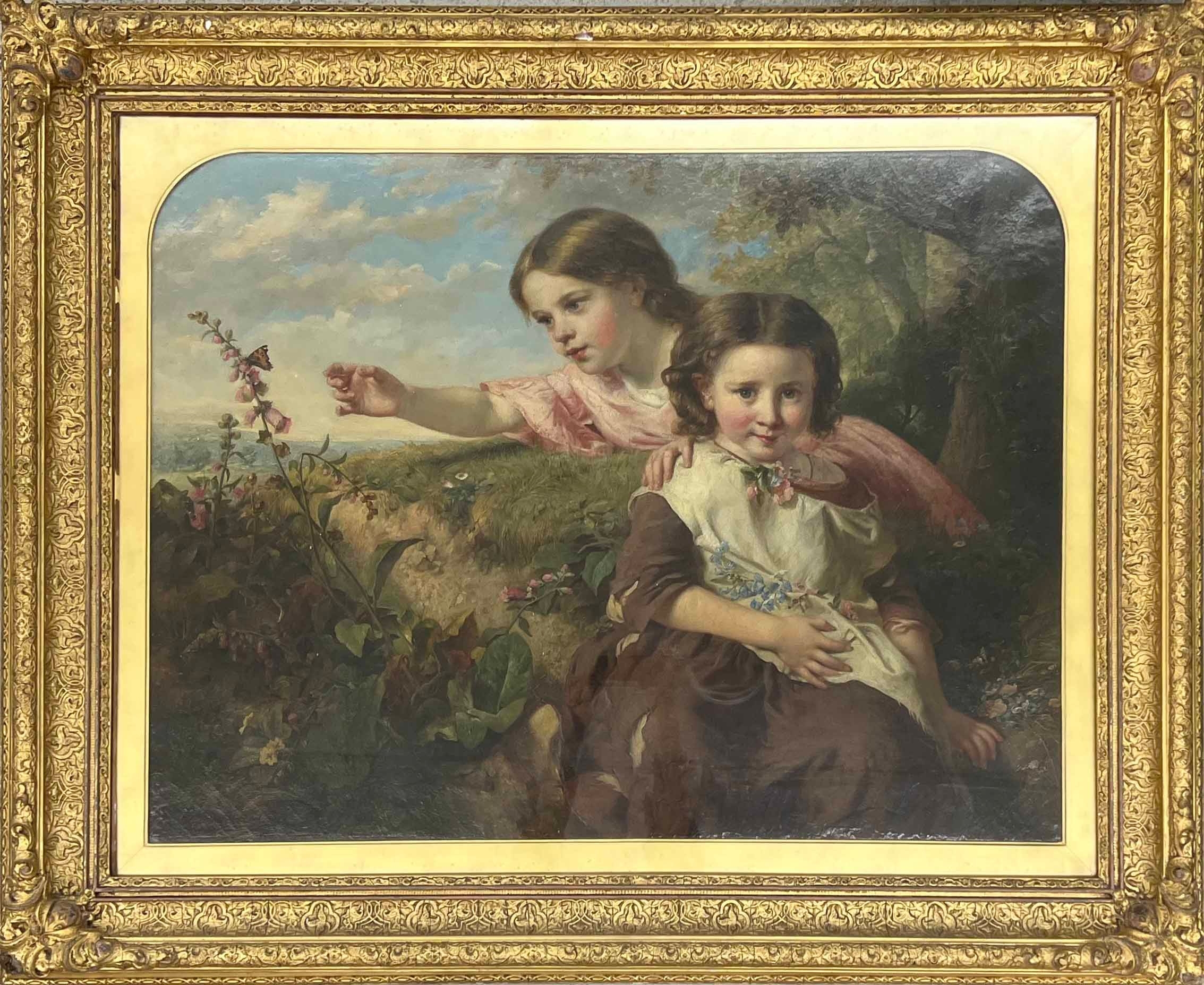 John Thomas Peele | Two young girls picking flowers in a summer ...