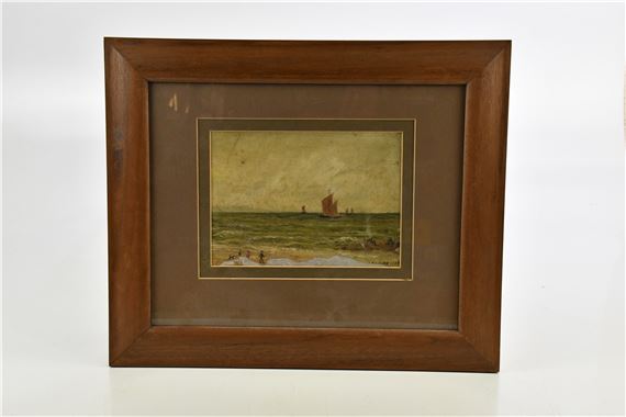 Laurence Stephen Lowry | beach scene with figures and boats (1949 ...