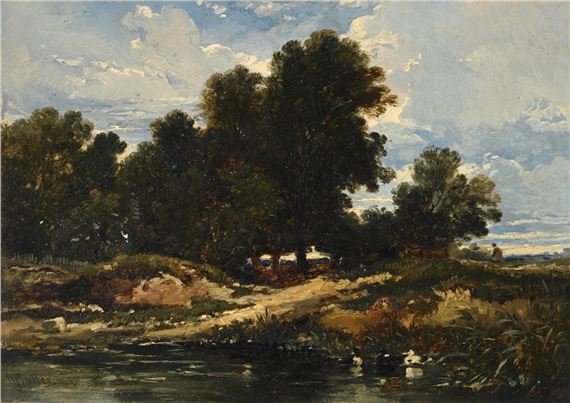 William James Muller | A FIGURE IN A WOODED RIVER LANDSCAPE (44 ...