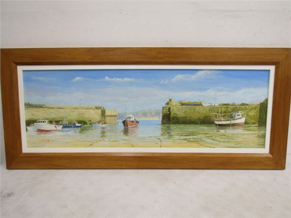 Colin Timpson | Colin Timpson oil on board Newquay Harbour 89x38cm ...