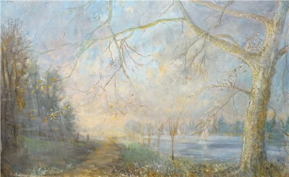 Anthony Kerr | Riverscape with sailing boats | MutualArt