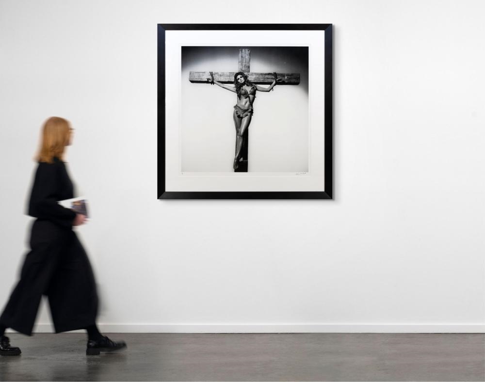 Terry O'Neill | Raquel Welch on the Cross, Los Angeles 1966-70 | MutualArt