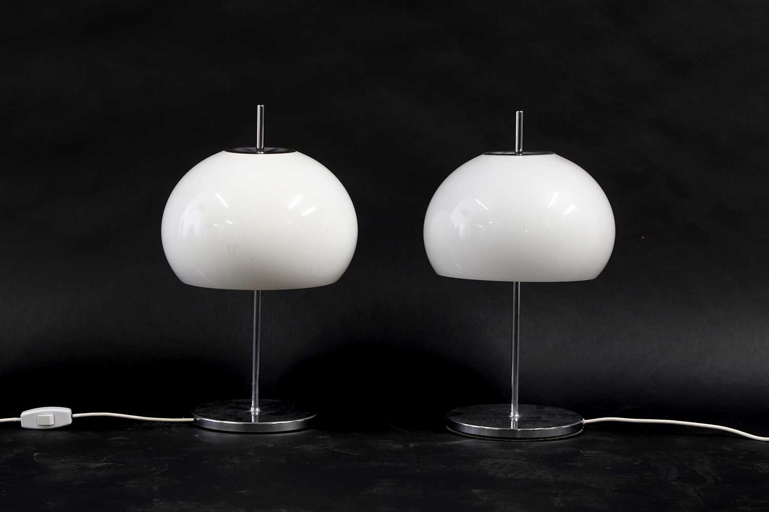 Harvey Guzzini | 1970s Italian with white acrylic domed shade on a ...