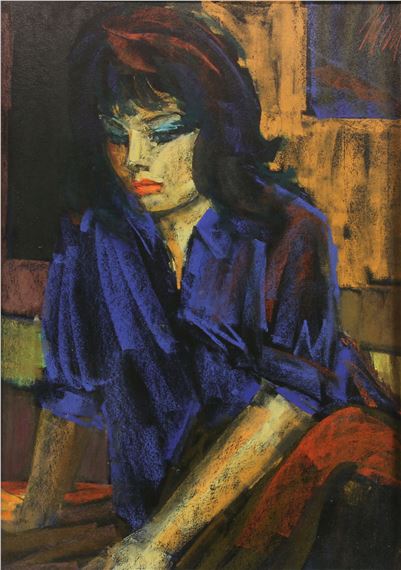 Maurice Mann | Young woman in a blue shirt | MutualArt