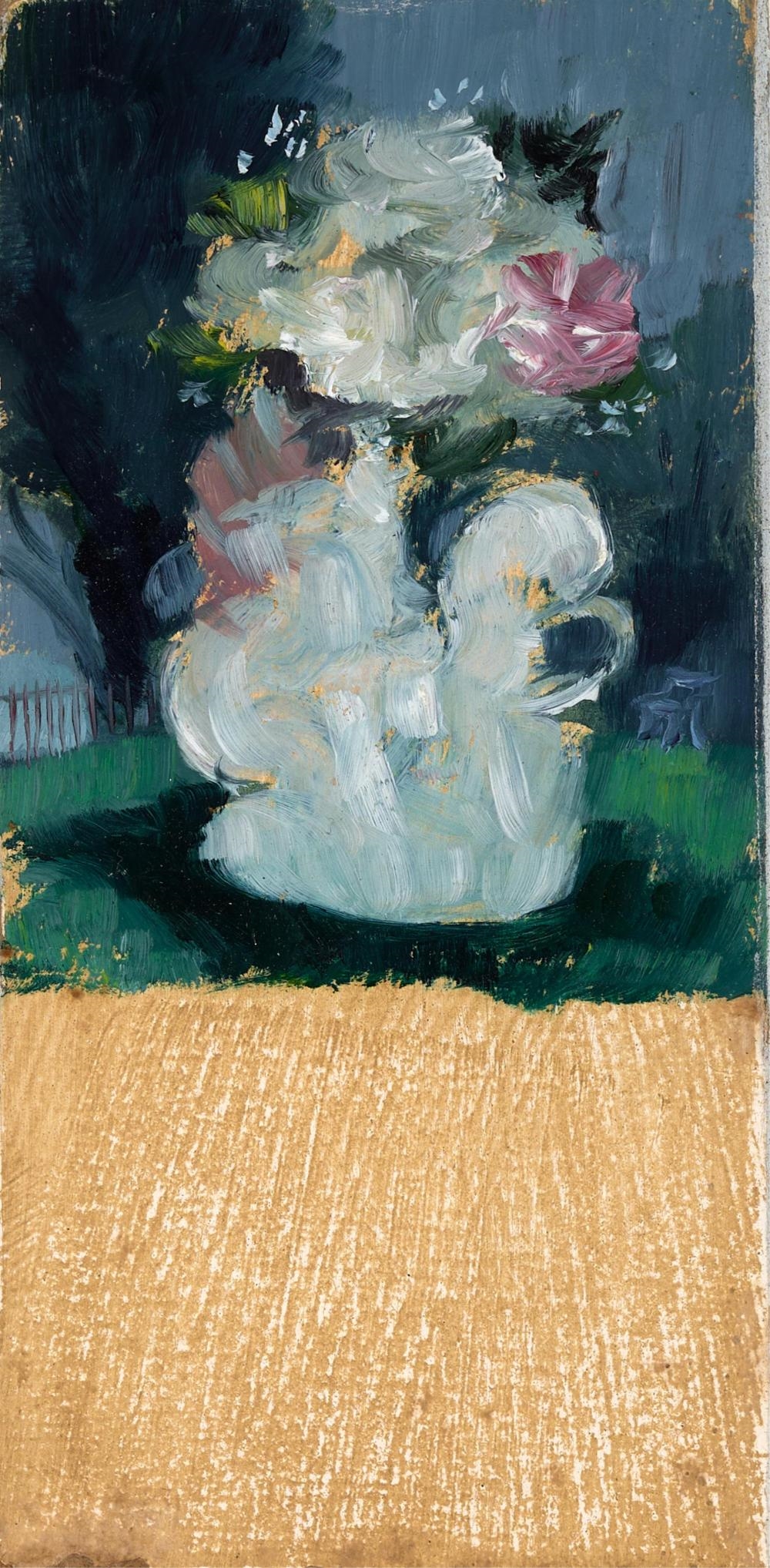 Adrian George Feint | Sketch of Vase and Flowers Over a Cream Patch ...