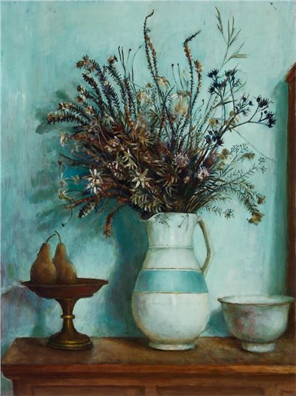 Margaret Olley | Still Life with Wattle & Pears | MutualArt