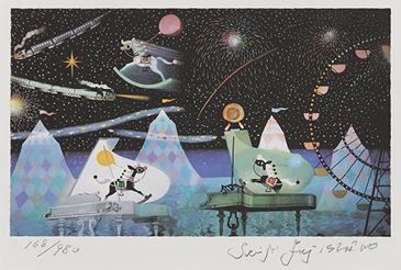 Seiji Fujishiro | horse and piano under starlight | MutualArt