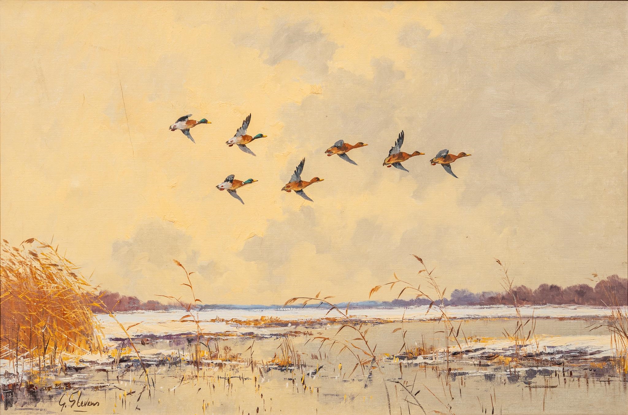 George Stevens | Ducks over Marshes | MutualArt