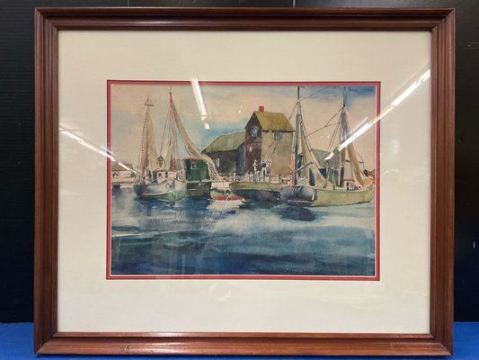 Ruth Robinson | Ruth Robinson Harbor Watercolor | MutualArt