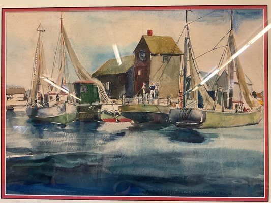 Ruth Robinson | Ruth Robinson Harbor Watercolor | MutualArt